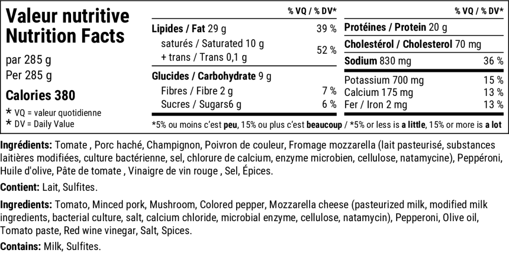Casserole style pizza (Congelé) - Boutique Maison Courtemanche et Variétés
