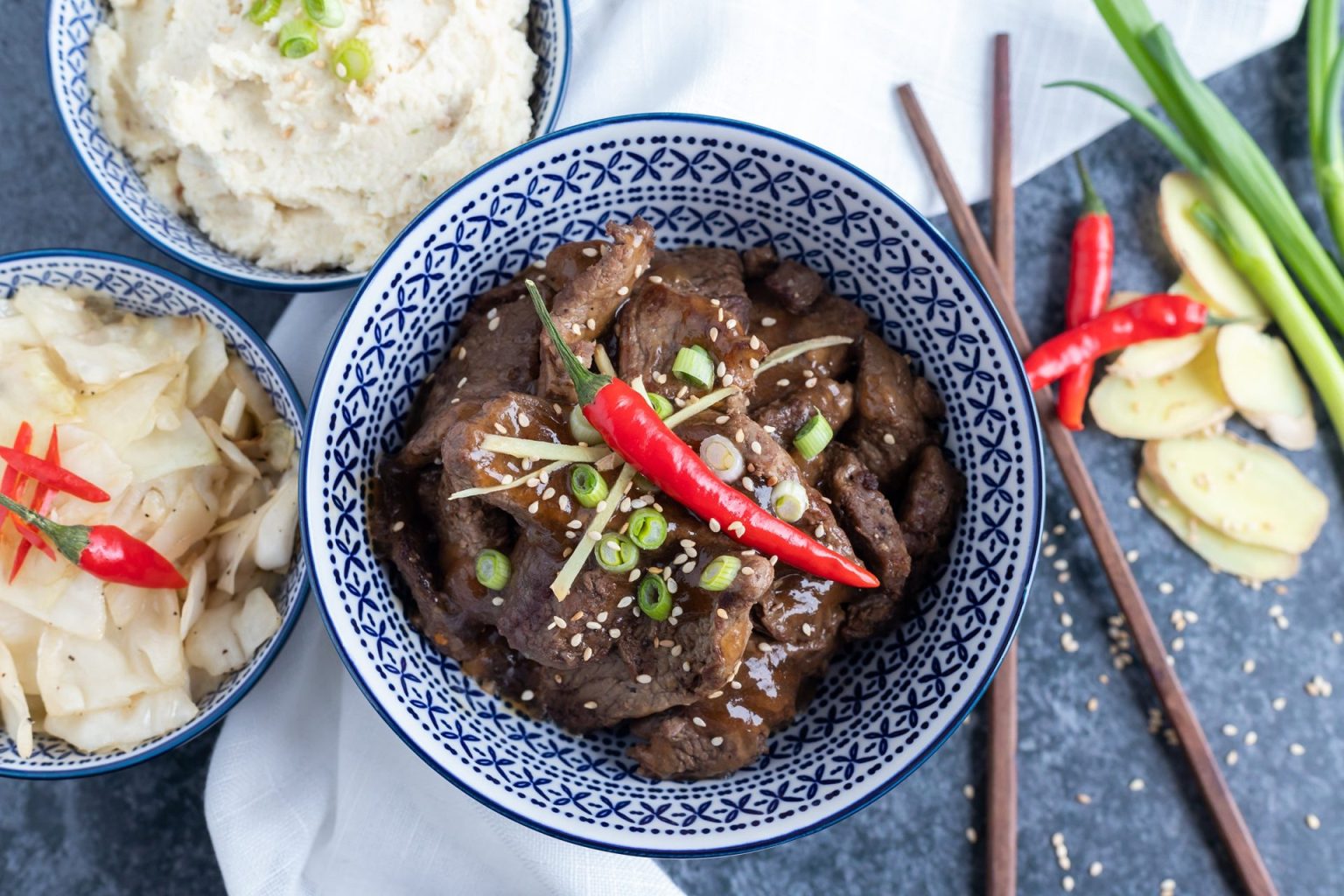 Bœuf à la mongolienne avec purée de chou-fleur (Congelé) - Boutique ...