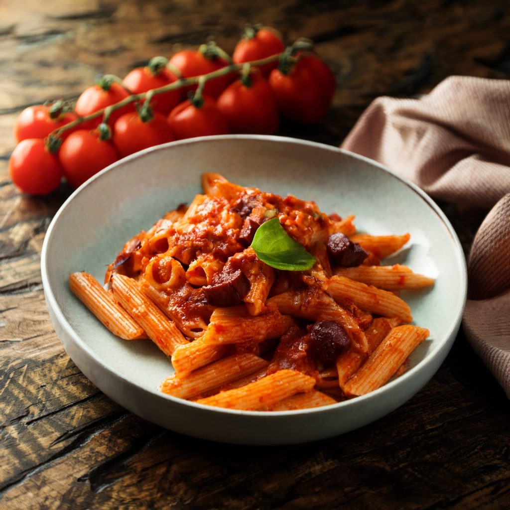 Penne sauce Arrabiata et saucisse - Boutique Maison Courtemanche et ...